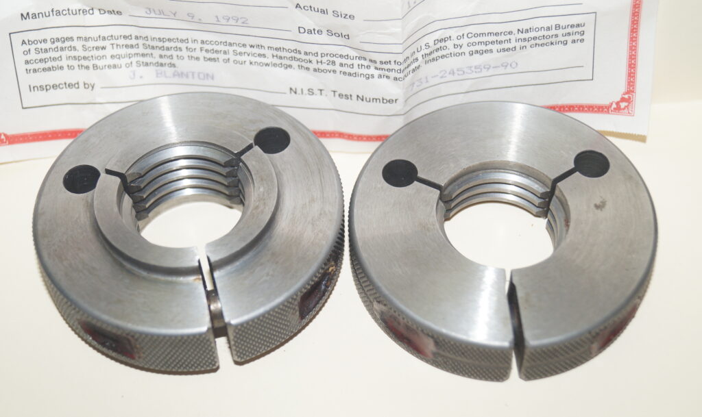 1-3/8-6 UNC-2A Thread Ring Gages Go: 1.2643 NoGo: 1.2563 » ToolingCrib.com